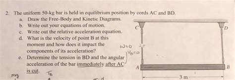 Solved 2 The Uniform 50 Kg Bar Is Held In Equilibrium