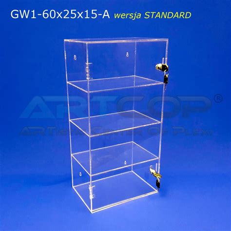 Plexiglass Wall Mounted Display Cabinet 60x25x15cm 4mm Plexiglass Version A Artcop