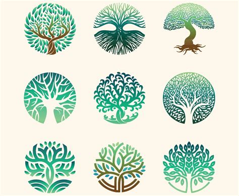 Tree Logo Elements Set FreeVectors
