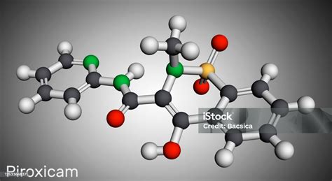 피록시캄 피로키캄 분자 그것은 골관절염과 류마티스 관절염을 치료하는 데 사용되는 비 스테로이드 성 항 염증 약물 Nsaid입니다 분자 모델 3d 렌더링 0명에 대한 스톡