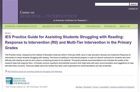 Center On Response To Intervention Multi Tier Reading Intervention Primary Grade Professional