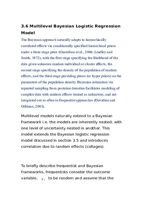 Doc 36 Multilevel Bayesian Logistic Regression Model