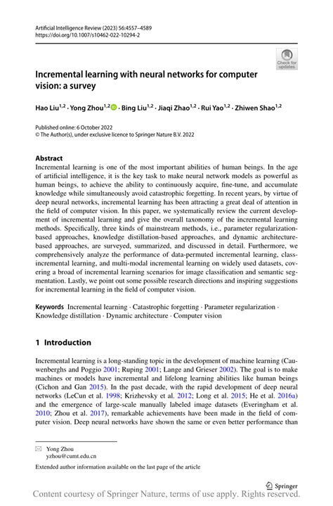Incremental Learning With Neural Networks For Computer Vision A Survey