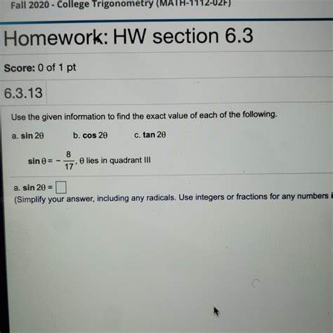 Solved Homework HW Section 6 3 Score 0 Of 1 Pt 6 3 7 Use Chegg Com