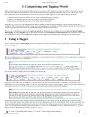 5 Categorizing And Tagging Words Pdf 5 5 2019 5 Categorizing And