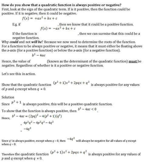 An A Maths Tutor S Thoughts Show That A Quadratic Function Is Always Positive Or Negative