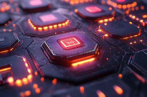 Futuristic Circuit Board With Glowing Red Led Lights Perfect For Tech Posters Generative Ai