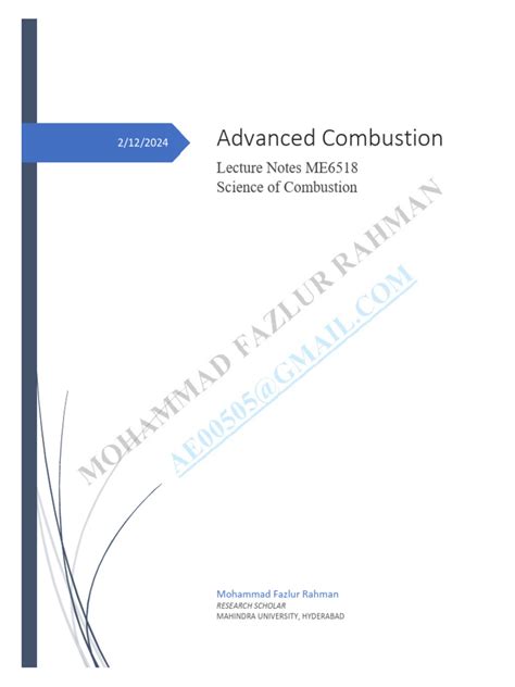 Advanced Combustion Science Of Combustion 01 Of 10 Pdf