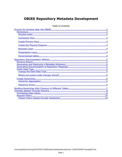 Obiee Metadata Development Pdf