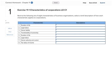 solved connect homework chapter 11 i saved help save and