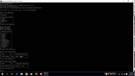 Repair Database Mysql Using Cmd Or Ssh Command Youtube