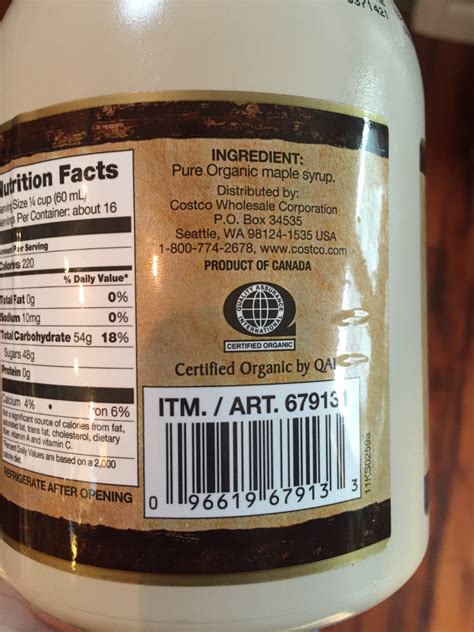 Pure Maple Syrup Nutrition Information At Carmen Rivet Blog