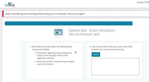 Onvue System Test Launch Exam Simulation Fails During System Test As