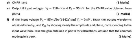 Solved For A Dual Input Unbalanced Output Differential