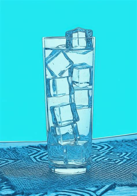 Glass Of Ice Cubes In A Refreshing Drink Against A Vibrant Background