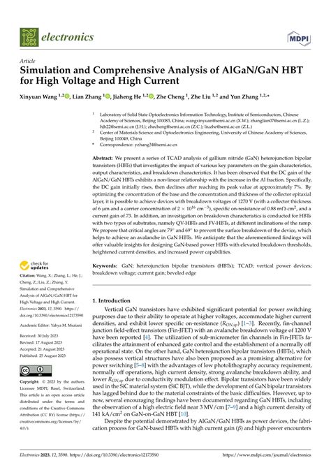 Pdf Simulation And Comprehensive Analysis Of Algangan Hbt For High Voltage And High Current