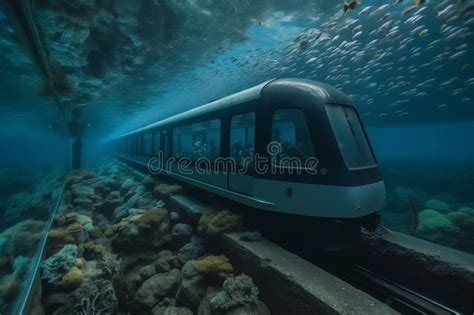 Train In Underwater Railway Underwater High Speed Train On Underway