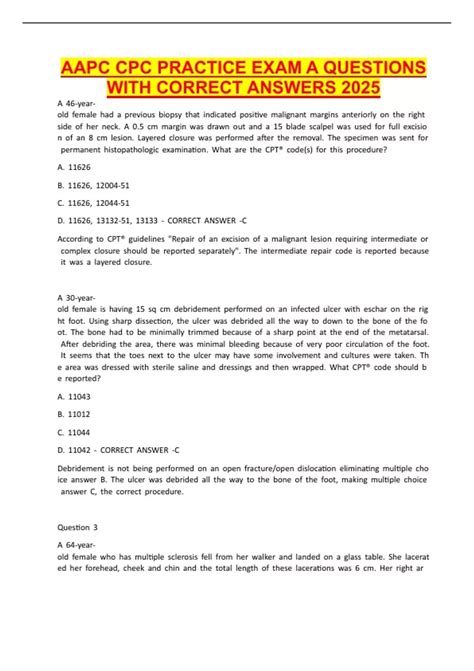 Aapc Cpc Practice Exam A Questions With Correct Answers 2025 Aapc Cpc Stuvia Us