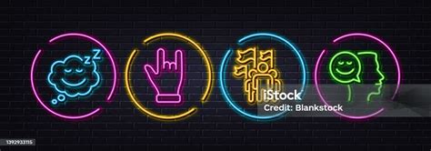 리더십 뿔 손과 수면 최소 라인 아이콘 웹 응용 프로그램의 경우 인쇄 네온 레이저 3d 조명 벡터 기에 대한 스톡 벡터 아트 및 기타 이미지 Istock