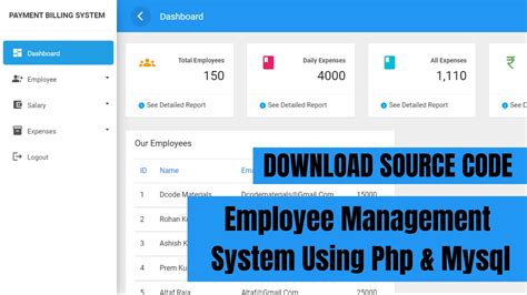 Employee Management System Using Php Mysql Source Code Available Website Crm Youtube