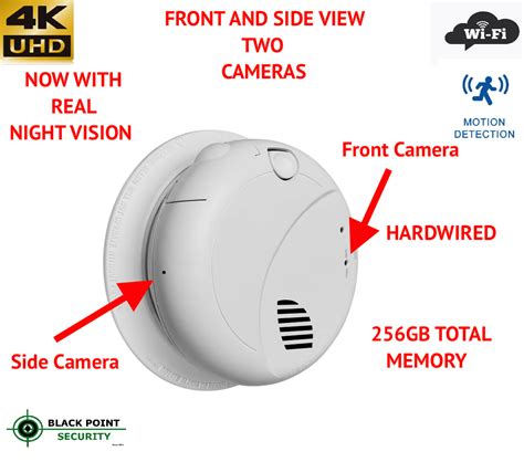 Night Vision Hidden Wifi 4k Dual Camera Hard Wired Smoke Detector With