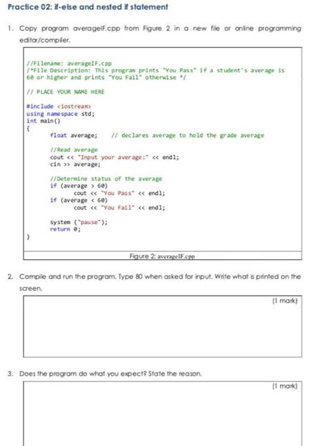 Solved Practice 02 If Else And Nested If Statement 1 Copy