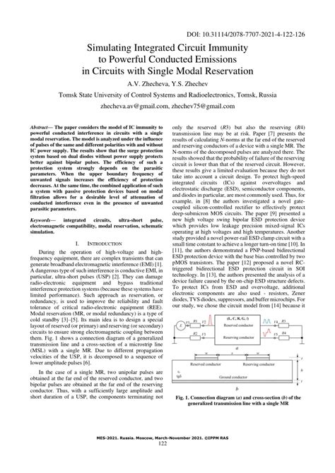 Pdf Simulating Integrated Circuit Immunity To Powerful Conducted Emissions In Circuits With