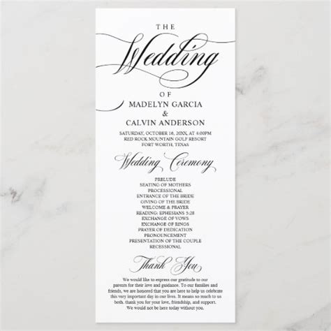 Classic Elegance Black Script Wedding Ceremony Program Zazzle