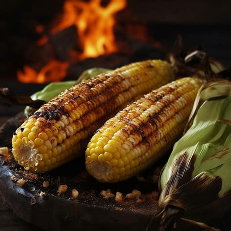 Premium Ai Image Flawlessly Charred And Seasoned Corn On The Cob