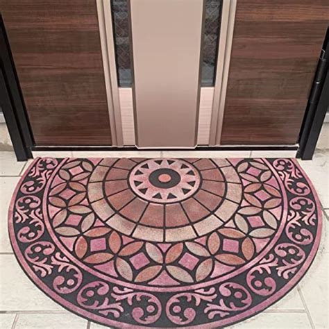 Han Form 玄関マット 屋外 泥落とし おしゃれ マット 半円 北欧 約90×60cm ウェルカムマット 玄関クリーンマット Welcome Mat 水洗い 滑り止め テラコッタ 人気の