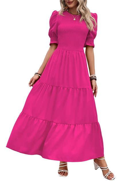 Xiongmei Women Casual Summer Dresses Spring Crew Neck Ruffle Short