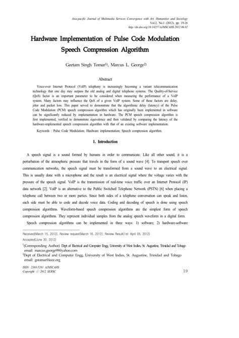 Pdf Hardware Implementation Of Pulse Code Modulation Speech