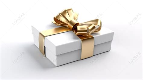 놀라운 3d 렌더링 순수한 흰색 배경에 황금색 리본과 활이 있는 우아한 흰색 선물 상자 절하다 배경 금색 배경 선물 패키지 배경 이미지 Hd 절하다 금색 선물