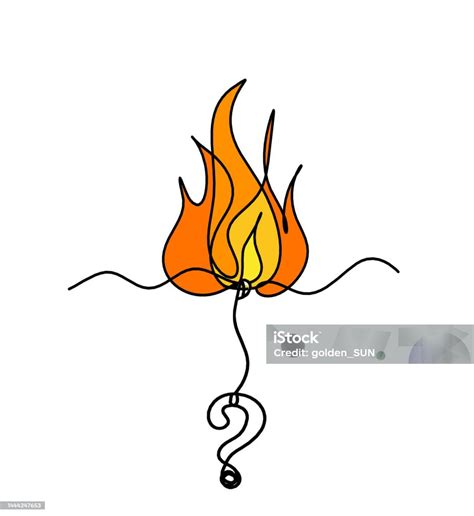 흰색 배경에 줄 그리기로 물음표와 추상 화재 낙서 드로잉에 대한 스톡 벡터 아트 및 기타 이미지 낙서 드로잉 라인아트 모닥불 Istock