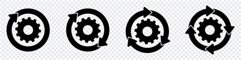 Gear Set Sync Process Black Gear Wheel Icons Cogwheel Black Vector