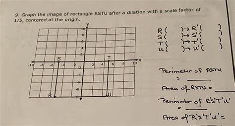 Solved 9 Graph The Image Of Rectangle Rstu After A Dilation With A