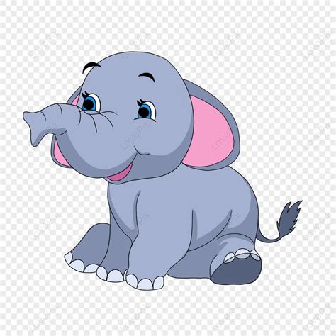 손으로 그린 만화 회색 코끼리 일러스트 클립 아트 꼬리 분홍 Png 일러스트 무료 다운로드 Lovepik