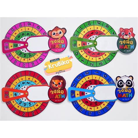 สื่อการสอนคณิตศาสตร์ วงล้อบวก ลบ คูณ หาร ในวงเดียว เขียนและลบได้ ขนาด A4 Krubiko Thaipick