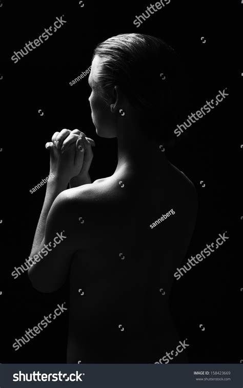 Naked Woman Showing Emotions Against Black Stock Photo Shutterstock