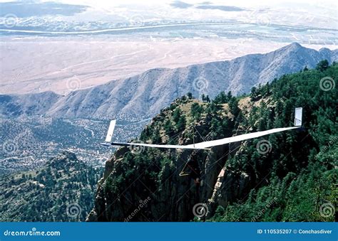 A Fixed Wing Glider Launches From Sandia Crest Nm Stock Image Image Of 10678 Elevation