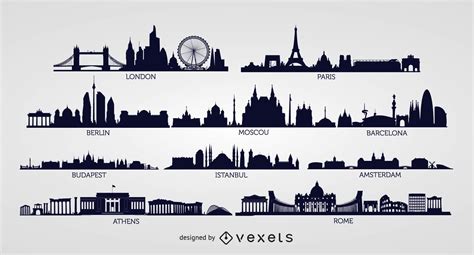 European Skyline Silhouettes Vector Download