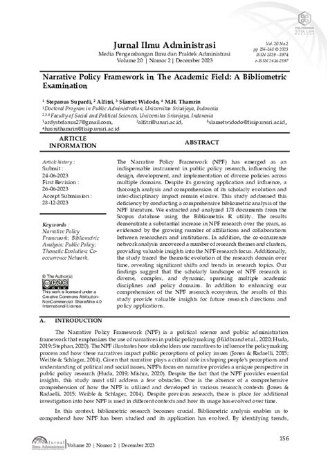 Pdf Bibliometric Analysis Of The Narrative Policy Framework