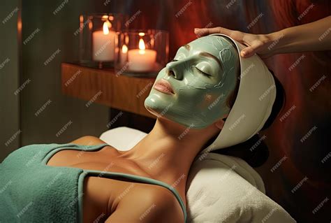 Premium Ai Image A Woman Getting A Facial Masking Treatment At The