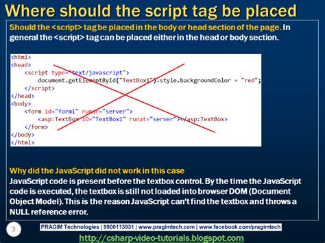 Sql Server Net And C Video Tutorial Where Should The Script Tag Be