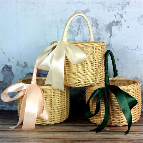 피크닉 바구니 꽃 소녀 손 선물 꽃 바구니 등나무 술 레이스 공주 바구니 핸드백 꽃 꽃꽂이 Aliexpress