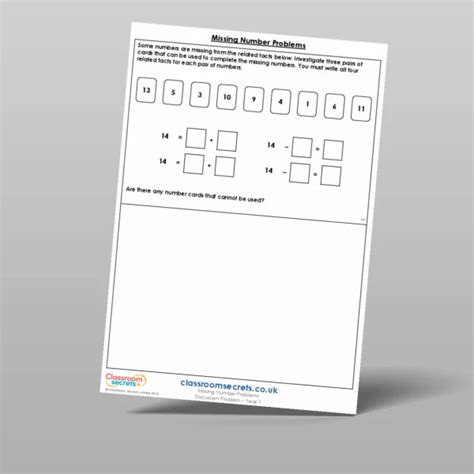 Year 1 Missing Number Problems Homework Resource Classroom Secrets