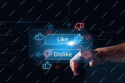 Premium Photo Choice Concept With Holographic Like Or Dislike Buttons Hand Touching The Display