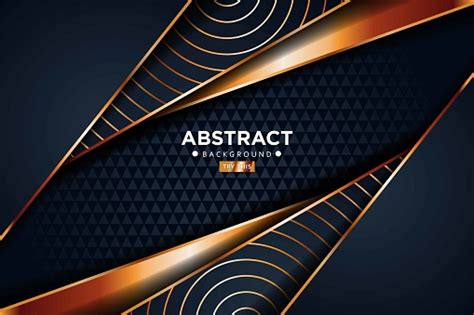 추상적인 다크 블루 골드 라인 중첩 기하학적 모양 현대 럭셔리 미래 기술 배경 벡터 일러스트 가리기에 대한 스톡 벡터 아트 및 기타 이미지 Istock