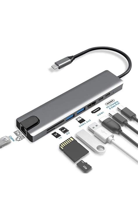 Favors Macbook Pro Air Usb Type C Hub Converter Multiplexer Usb Hdmi Tf Sd Pd Ethernet
