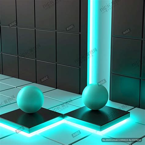 Ai创作图3d圆球几何装饰画 透视感平台 几何体渲染场景 讲台上的球体 球体在讲台上 立体方块科技 带球体的讲台 霓虹灯台阶 3d质感彩色球 科技几何体 发光几何体 科技感方块 科技感立体方块